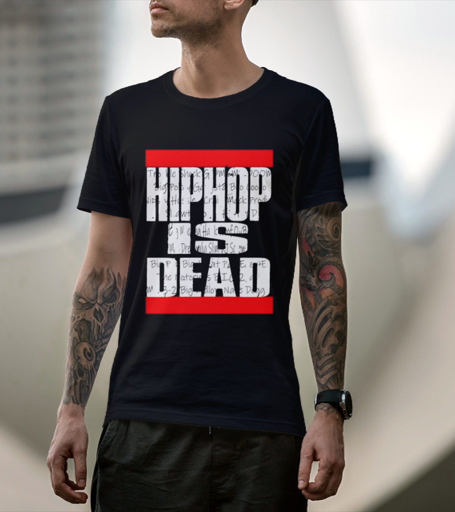 Hip Hop Is Dead White Text With Red Bars T-Shirt