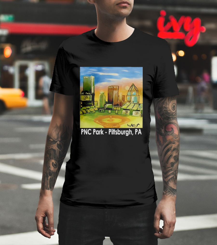 PNC Park Pittsburgh PA Baseball Skyline Art Print T-Shirt