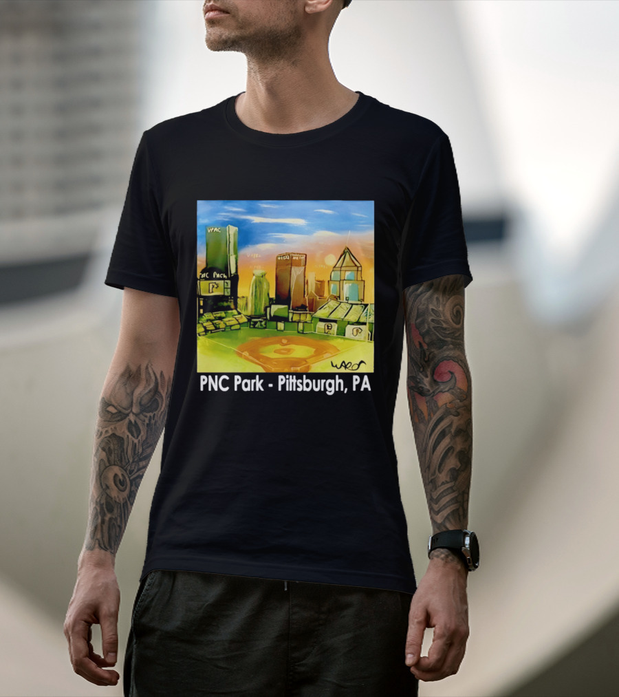 PNC Park Pittsburgh PA Baseball Skyline Art Print T-Shirt