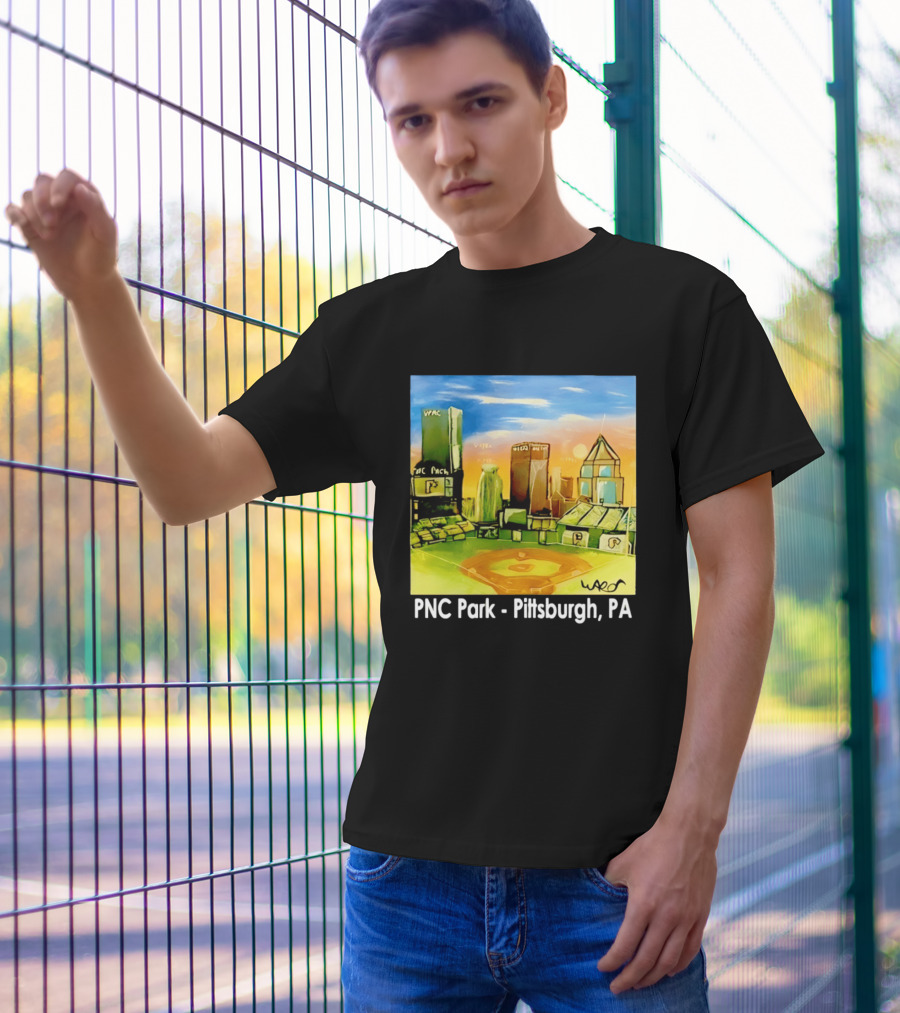 PNC Park Pittsburgh PA Baseball Skyline Art Print T-Shirt