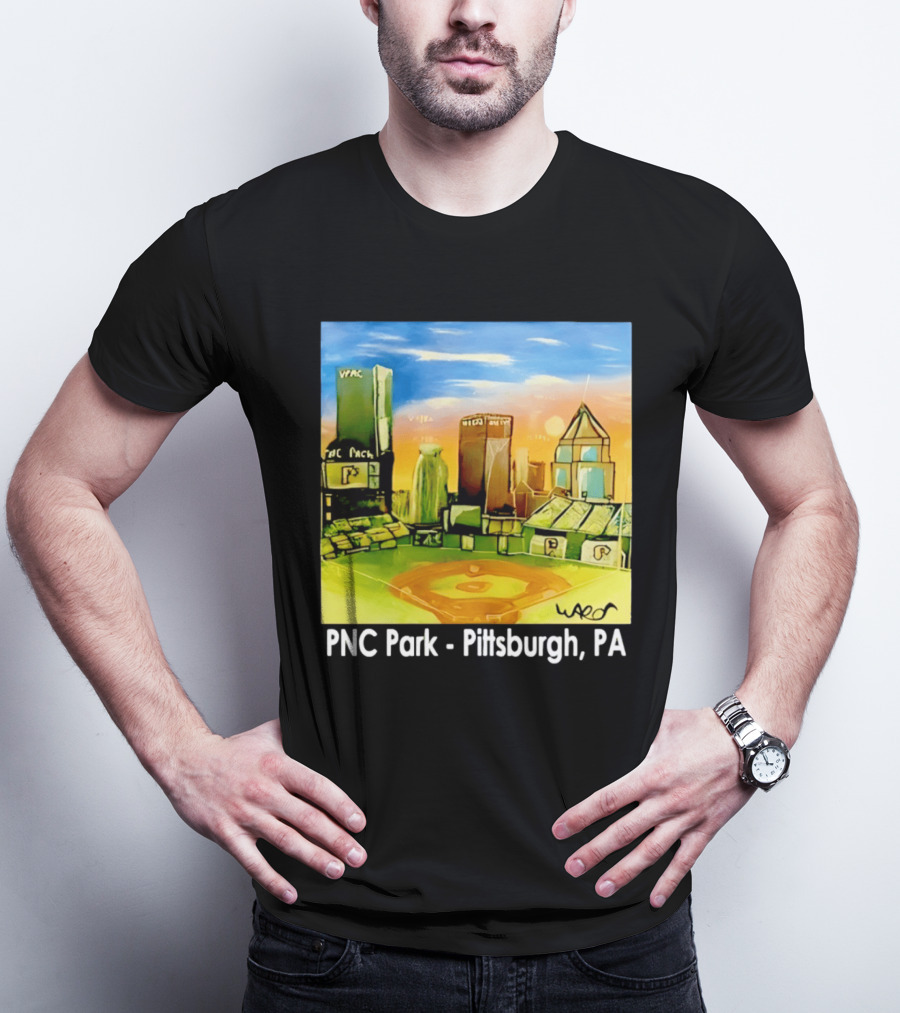 PNC Park Pittsburgh PA Baseball Skyline Art Print T-Shirt