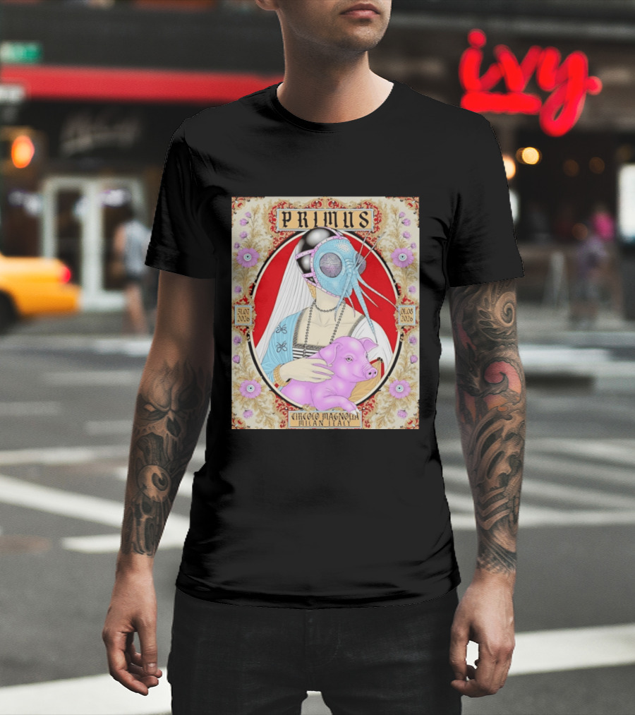 Primus Circolo Magnolia Milan Italy July August 2026 Concert Floral T-Shirt
