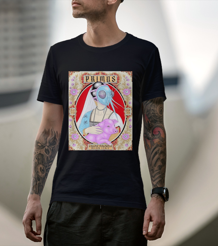 Primus Circolo Magnolia Milan Italy July August 2026 Concert Floral T-Shirt