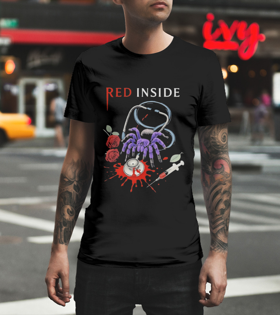 Red Inside Purple Tarantula Stethoscope Syringe Roses T-Shirt