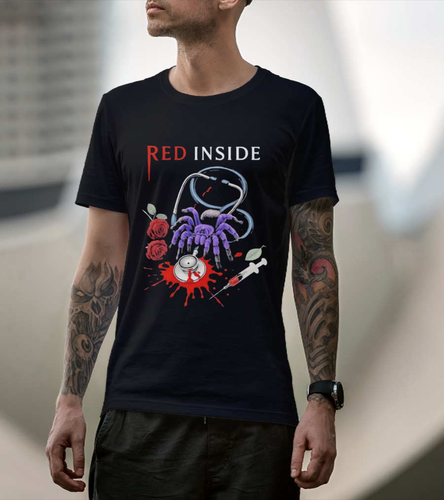 Red Inside Purple Tarantula Stethoscope Syringe Roses T-Shirt