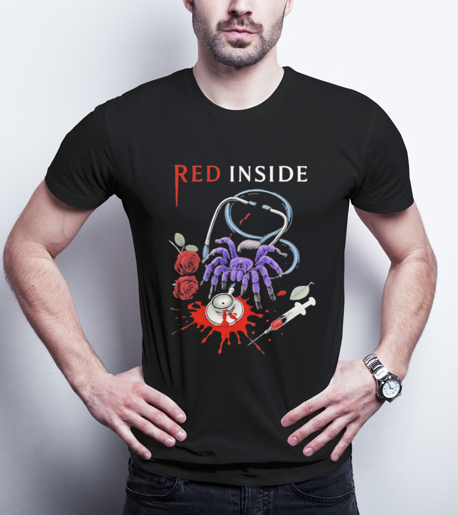Red Inside Purple Tarantula Stethoscope Syringe Roses T-Shirt