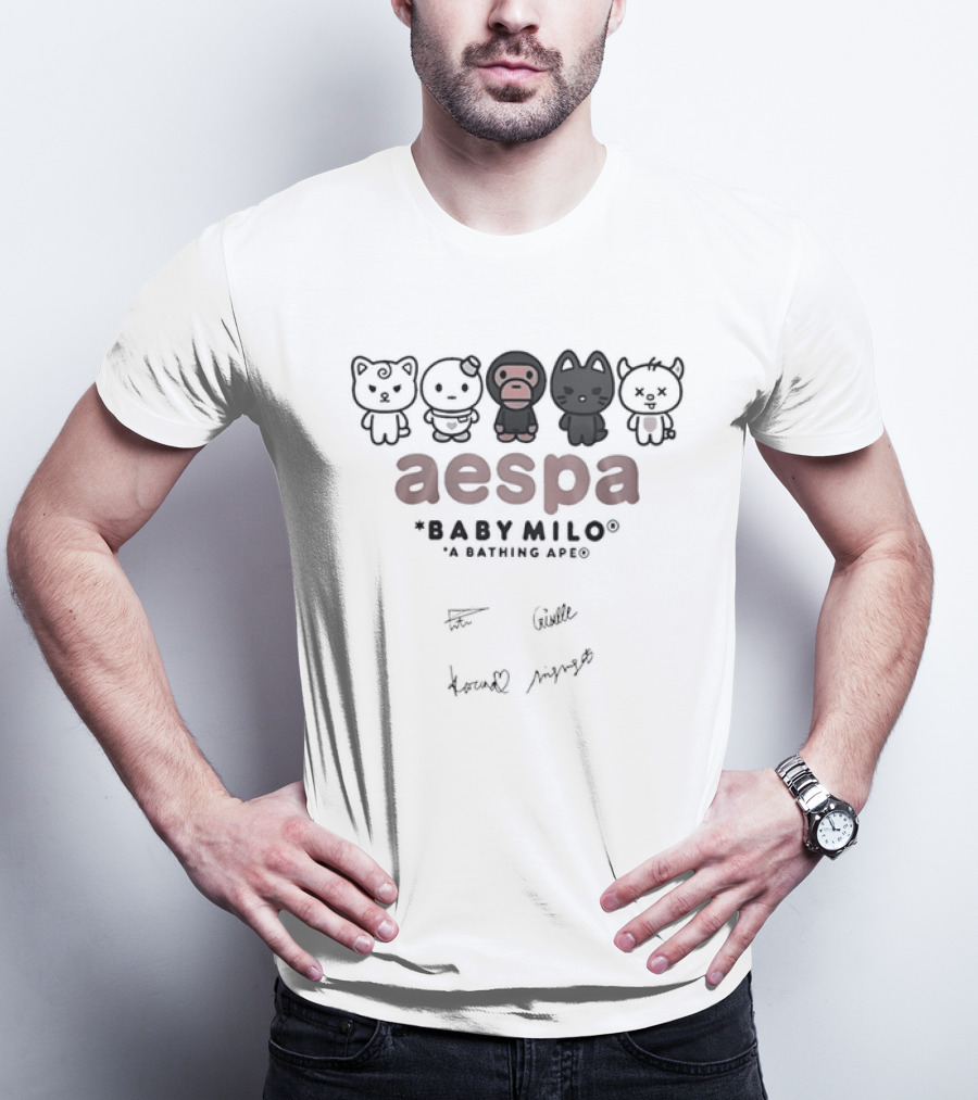 Aespa Collaboration With Baby Milo A Bathing Ape And Karina Winter T-Shirt