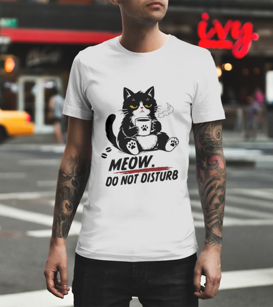 Meow Do Not Disturb Grumpy Cat Coffee Paw Stamp Vapor T-Shirt