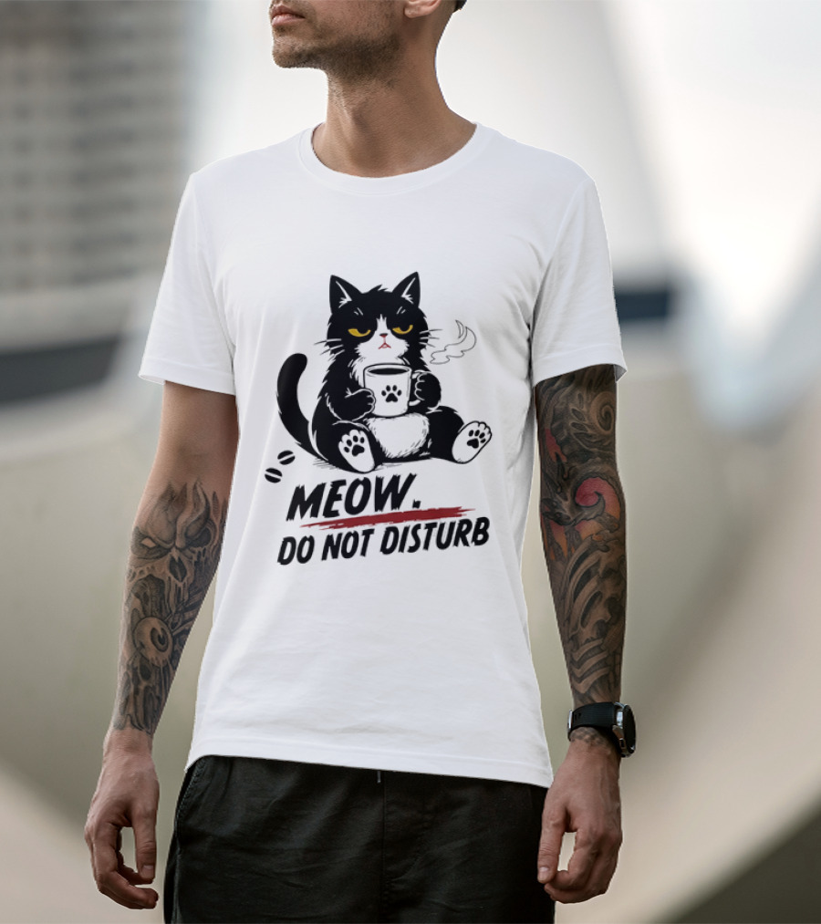 Meow Do Not Disturb Grumpy Cat Coffee Paw Stamp Vapor T-Shirt