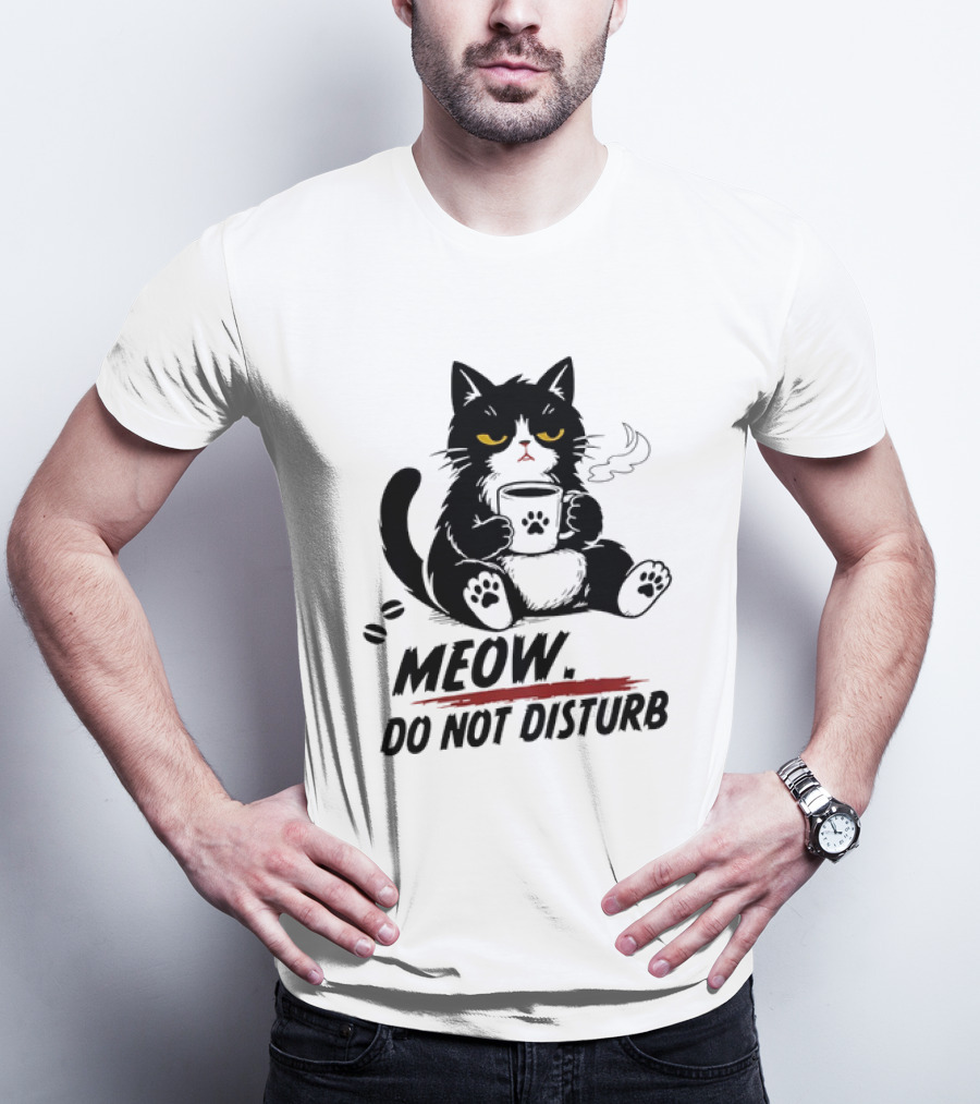 Meow Do Not Disturb Grumpy Cat Coffee Paw Stamp Vapor T-Shirt