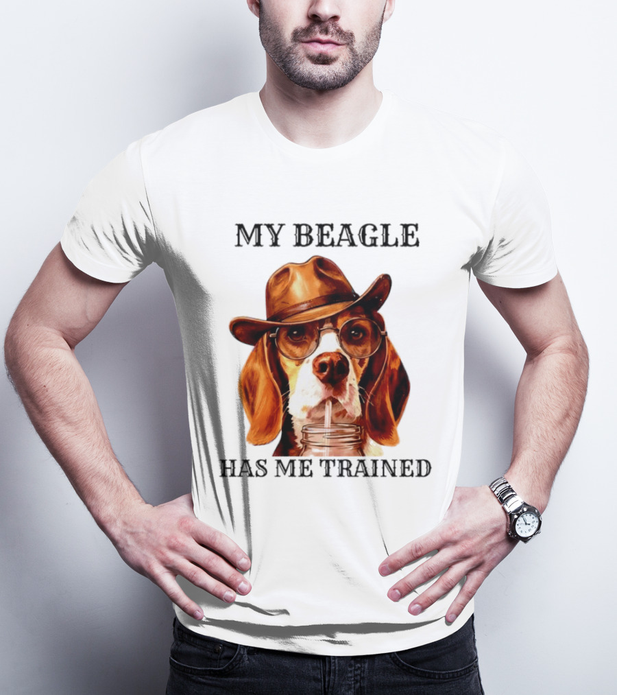 My Beagle Has Me Trained Cowboy Beagle With Hat And Glasses T-Shirt