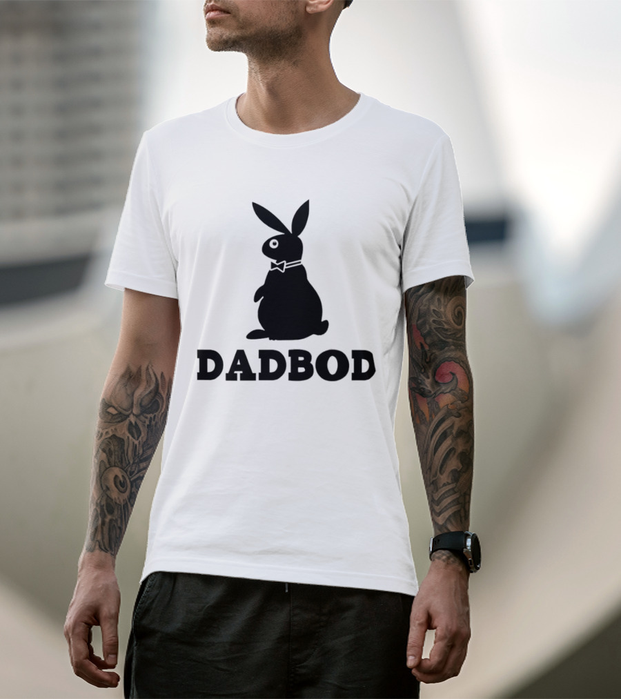 Dadbod Bunny Rabbit Dad Bod Fatherhood Humor Bow Tie T-Shirt