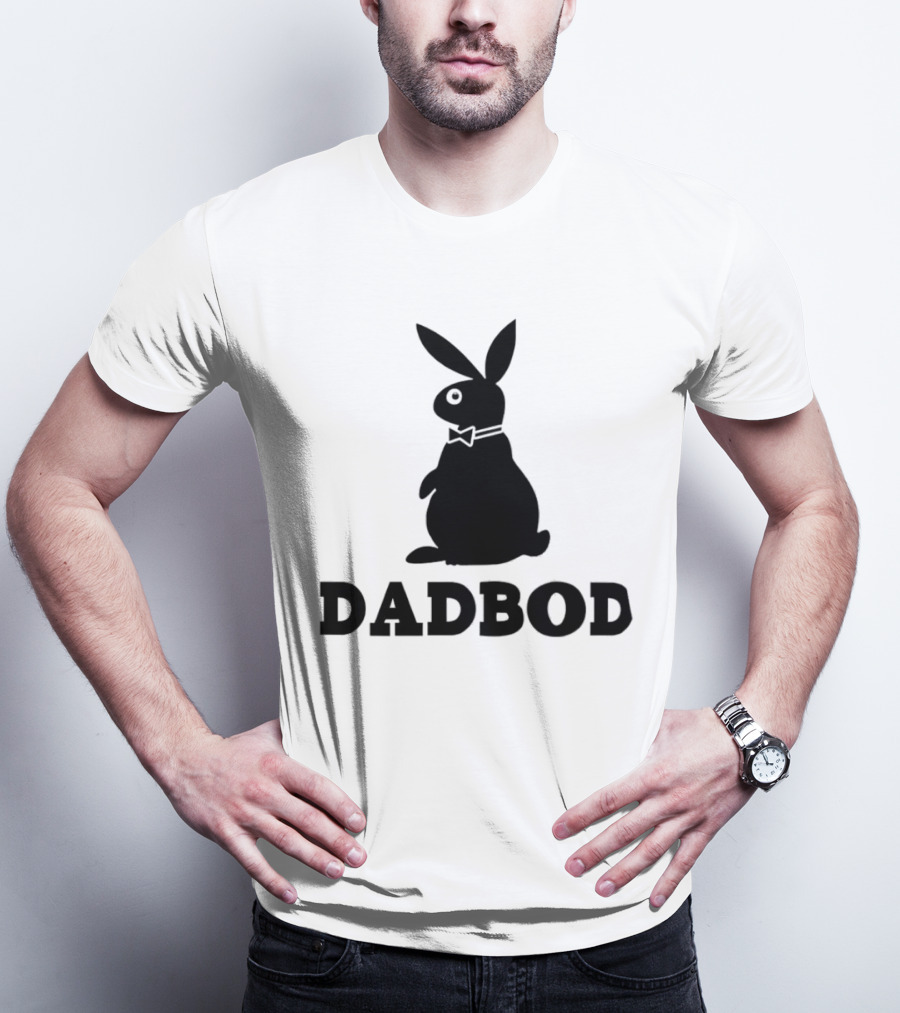 Dadbod Bunny Rabbit Dad Bod Fatherhood Humor Bow Tie T-Shirt