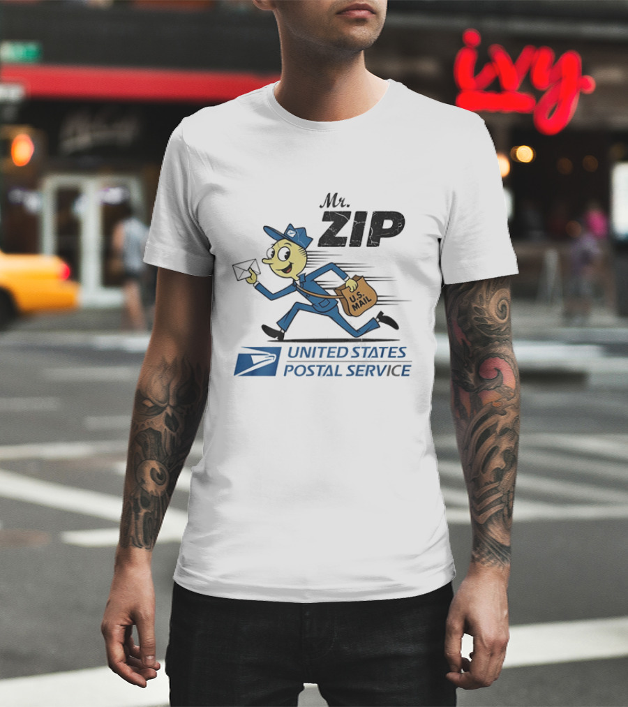 Mr ZIP USPS Retro Distressed U.S. Mail Carrier T-Shirt