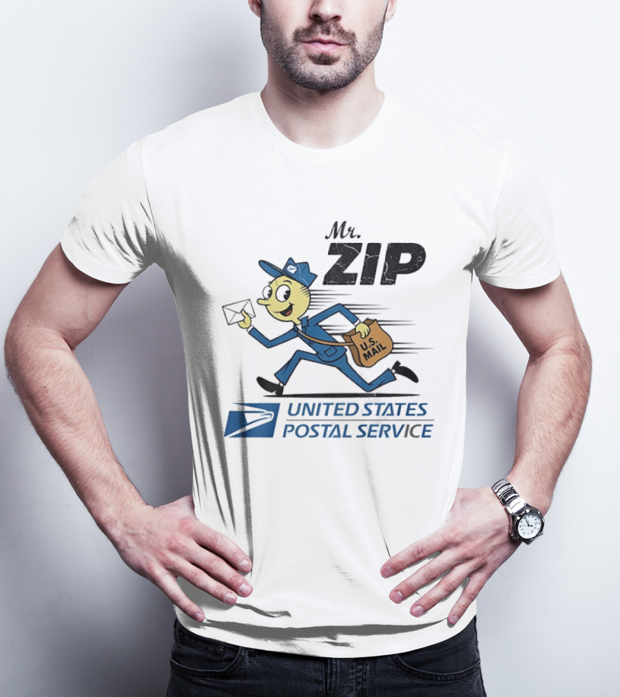 Mr ZIP USPS Retro Distressed U.S. Mail Carrier T-Shirt