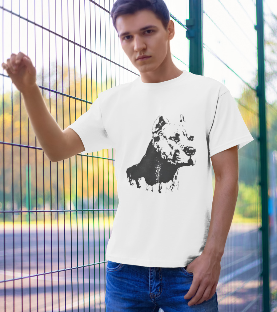 Distressed Pit Bull Dog Face Art For Dog Lovers T-Shirt