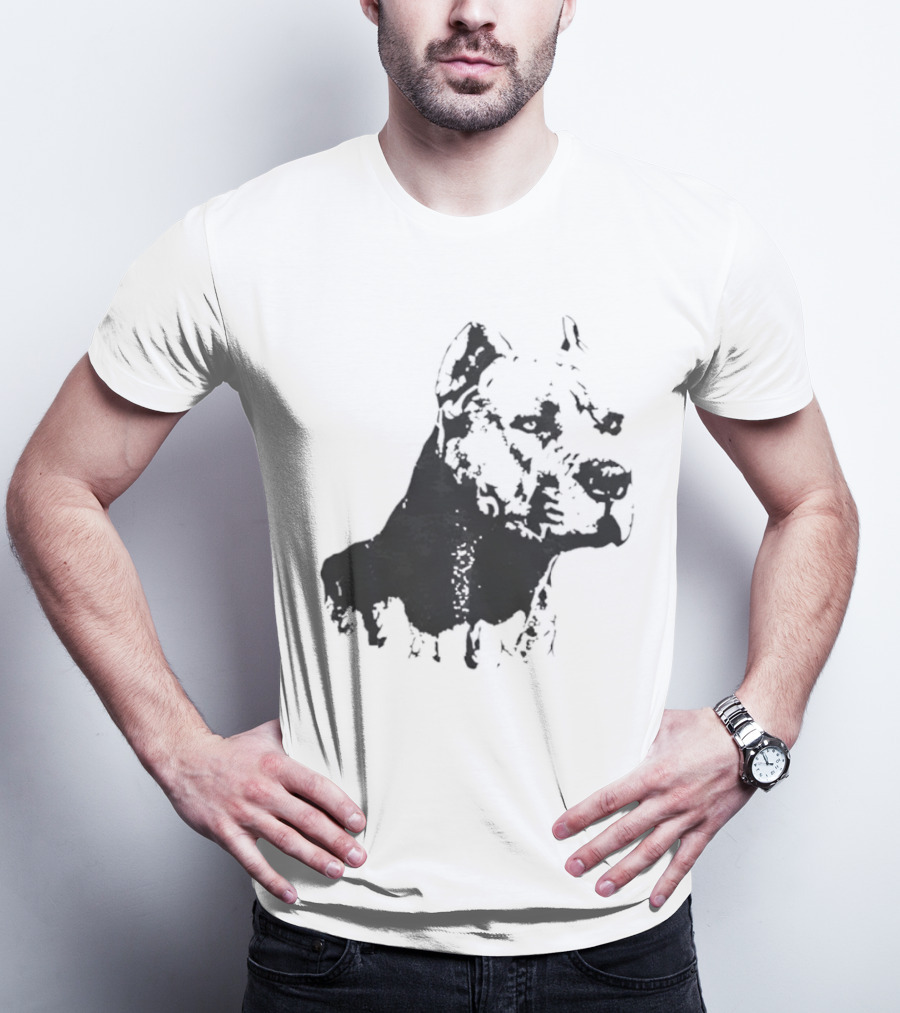 Distressed Pit Bull Dog Face Art For Dog Lovers T-Shirt