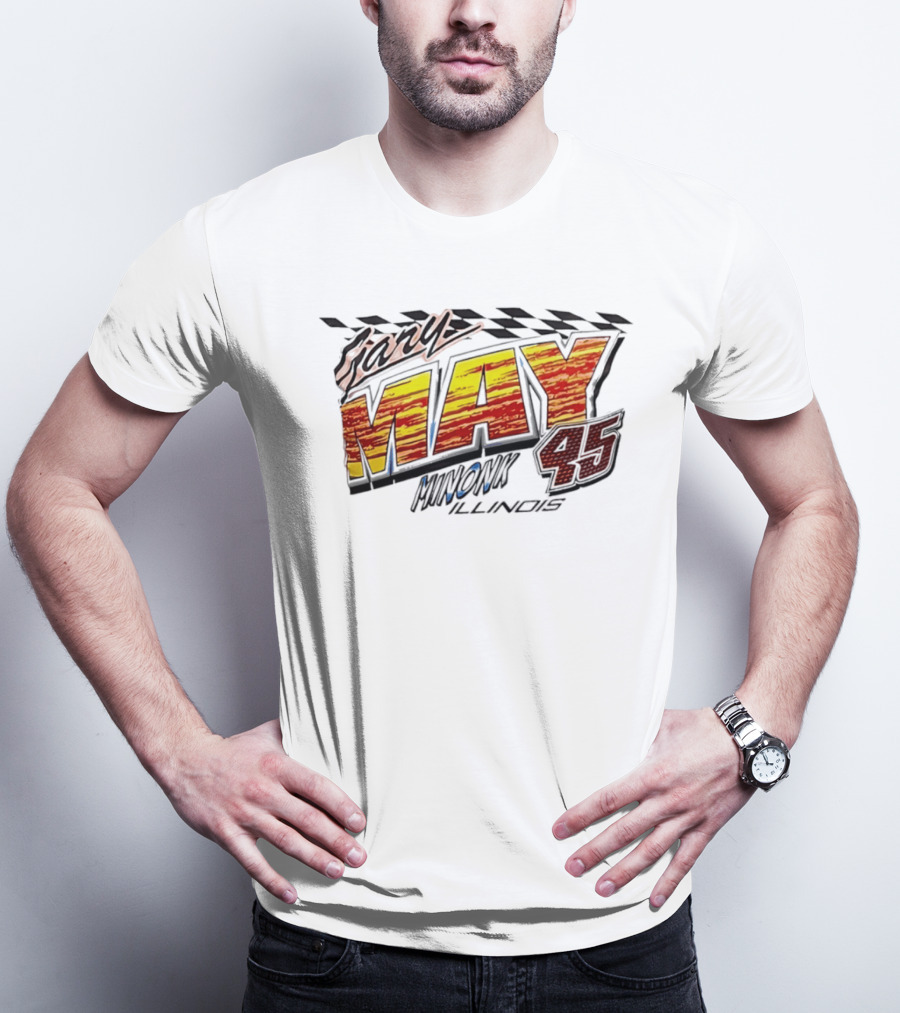 Gary May 45 Minonk Illinois Racing Motorsports Checkerboard T-Shirt