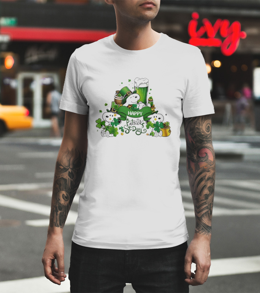 Snoopy St Patrick's Day Peanuts Shamrock Happy T-Shirt