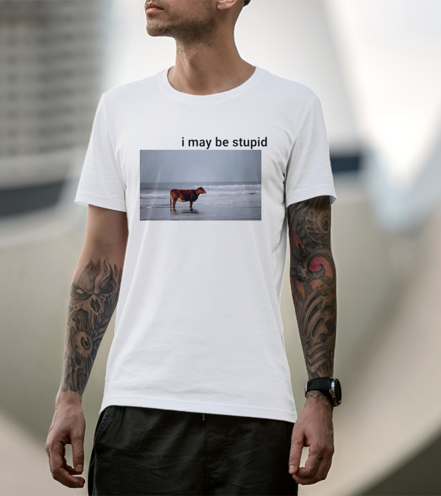 I May Be Stupid Cow At The Beach T-Shirt
