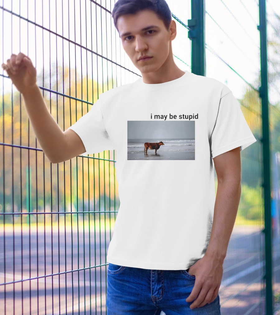 I May Be Stupid Cow At The Beach T-Shirt