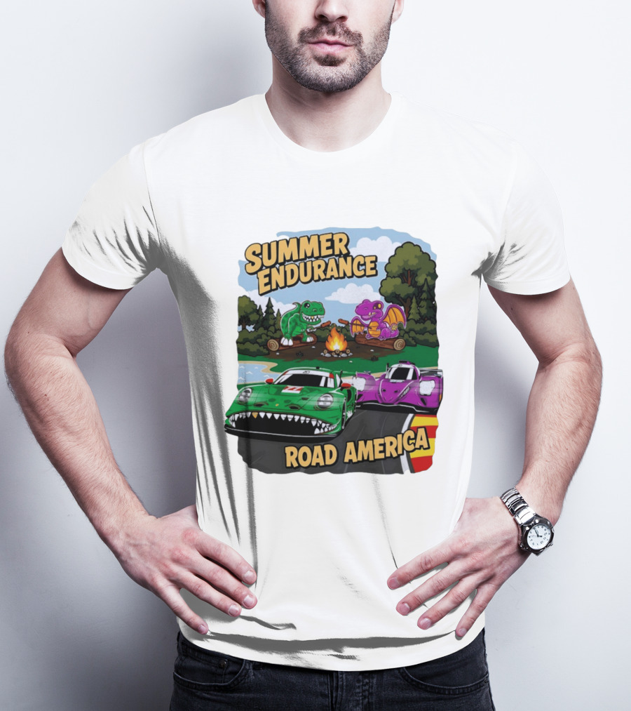 Summer Endurance Road America Racing With Dinosaurs And Dragons T-Shirt