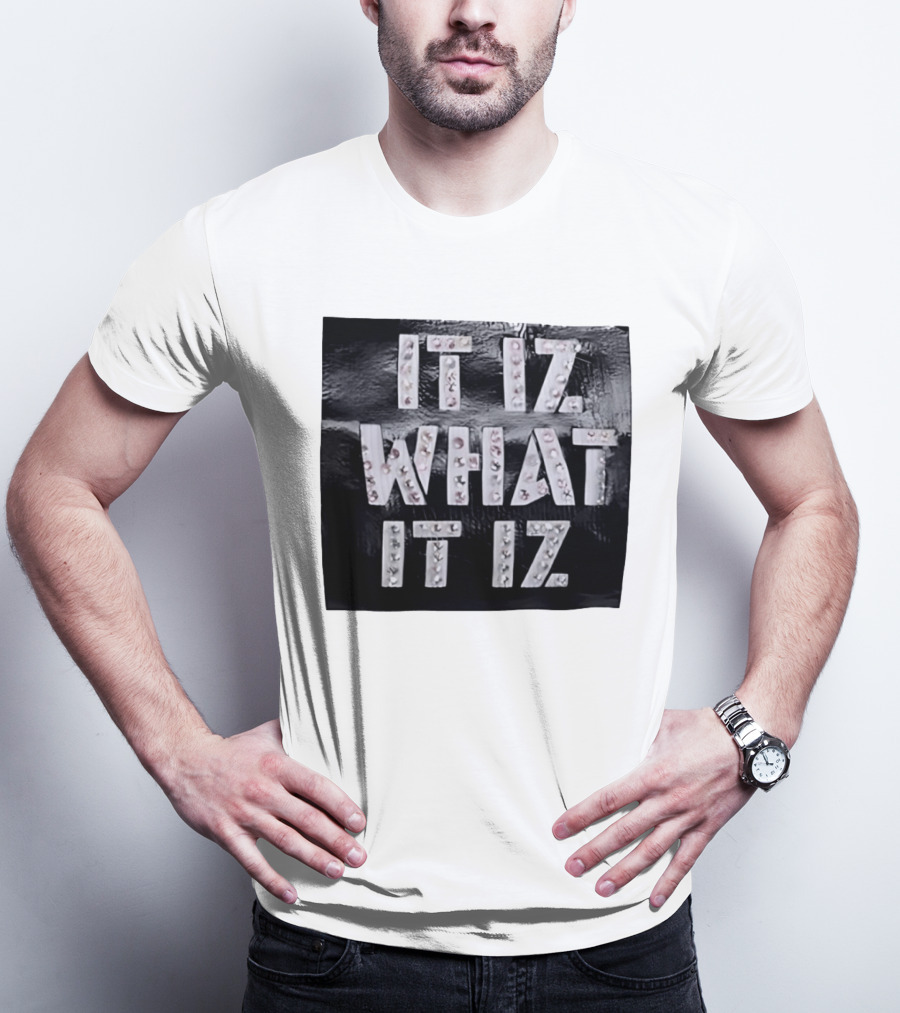 It Iz What It Iz Rhinestone Sparkly Slang Black T-Shirt