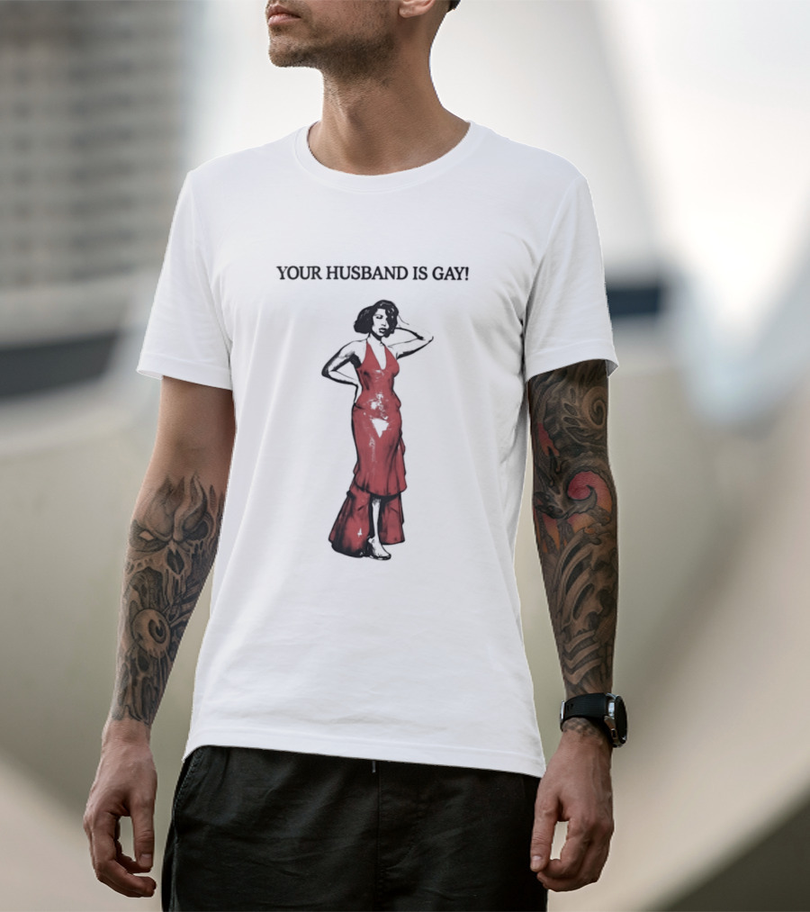 Your Husband Is Gay Woman In Red Dress T-Shirt