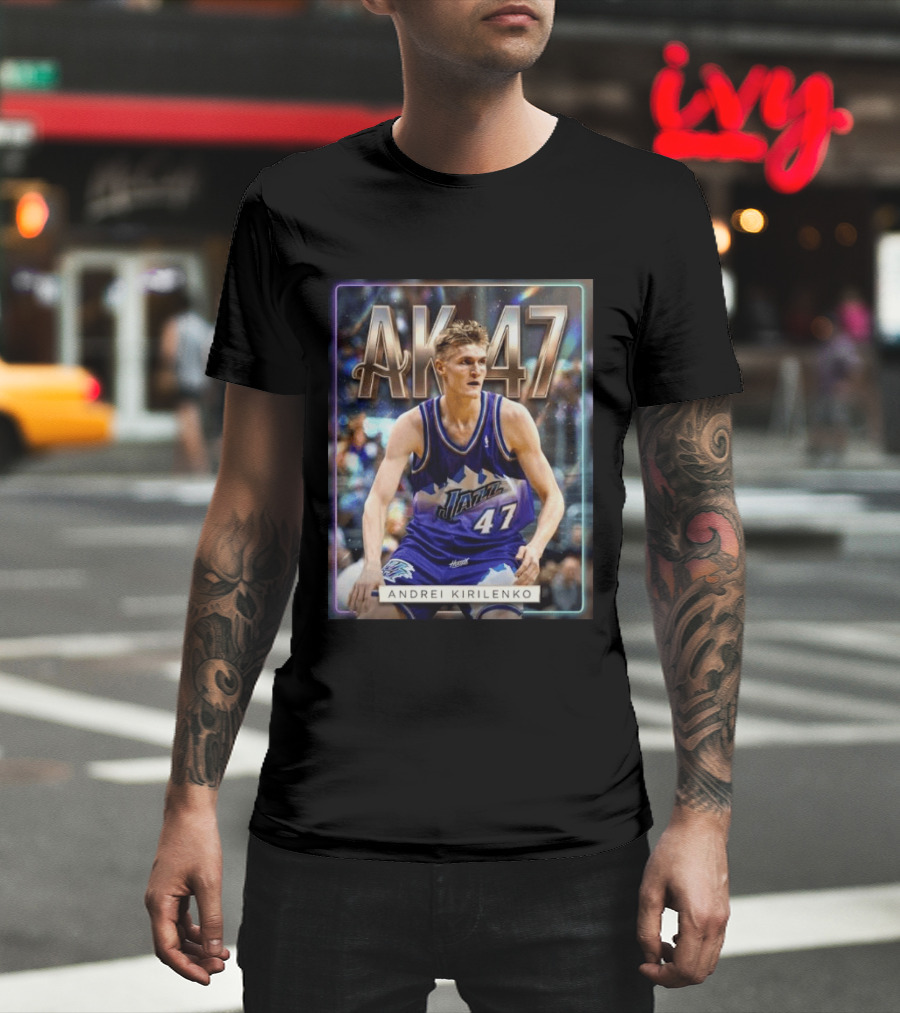 AK 47 Andrei Kirilenko Utah Jazz NBA Basketball Legends T-Shirt