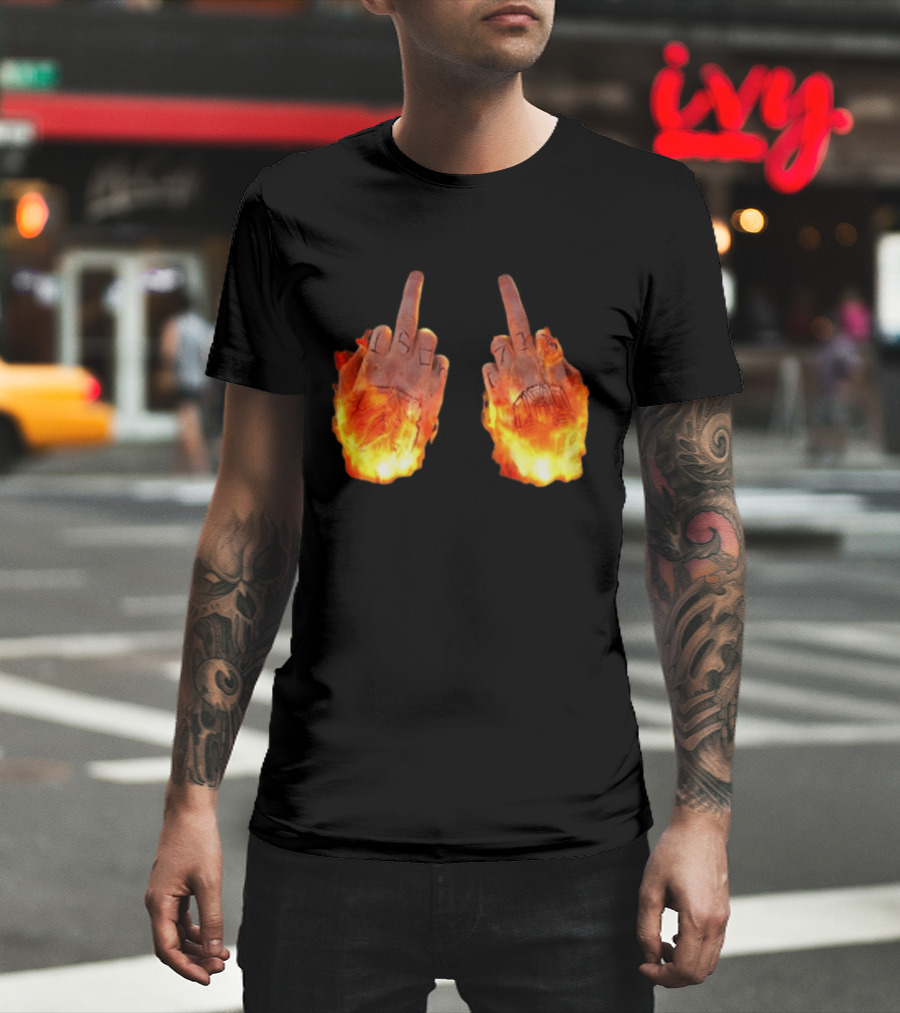 Sid The 3Rd Middle Fingers Flaming Gesture T-Shirt