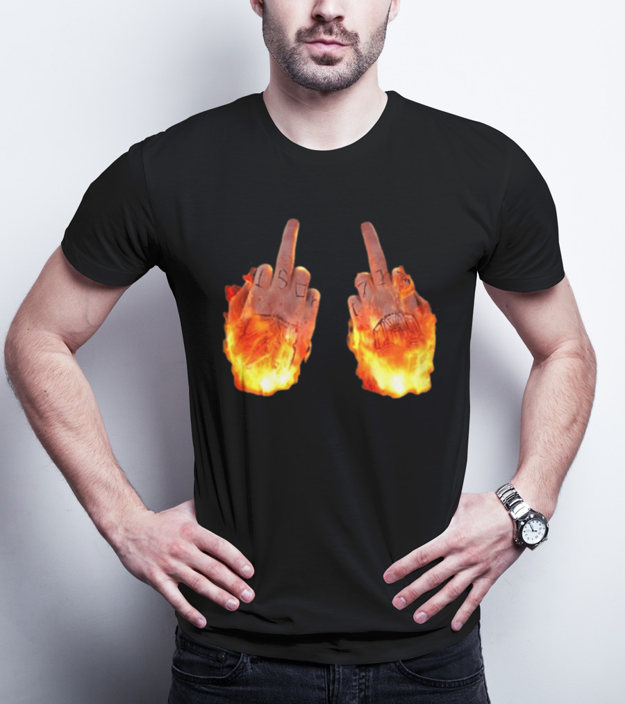 Sid The 3Rd Middle Fingers Flaming Gesture T-Shirt