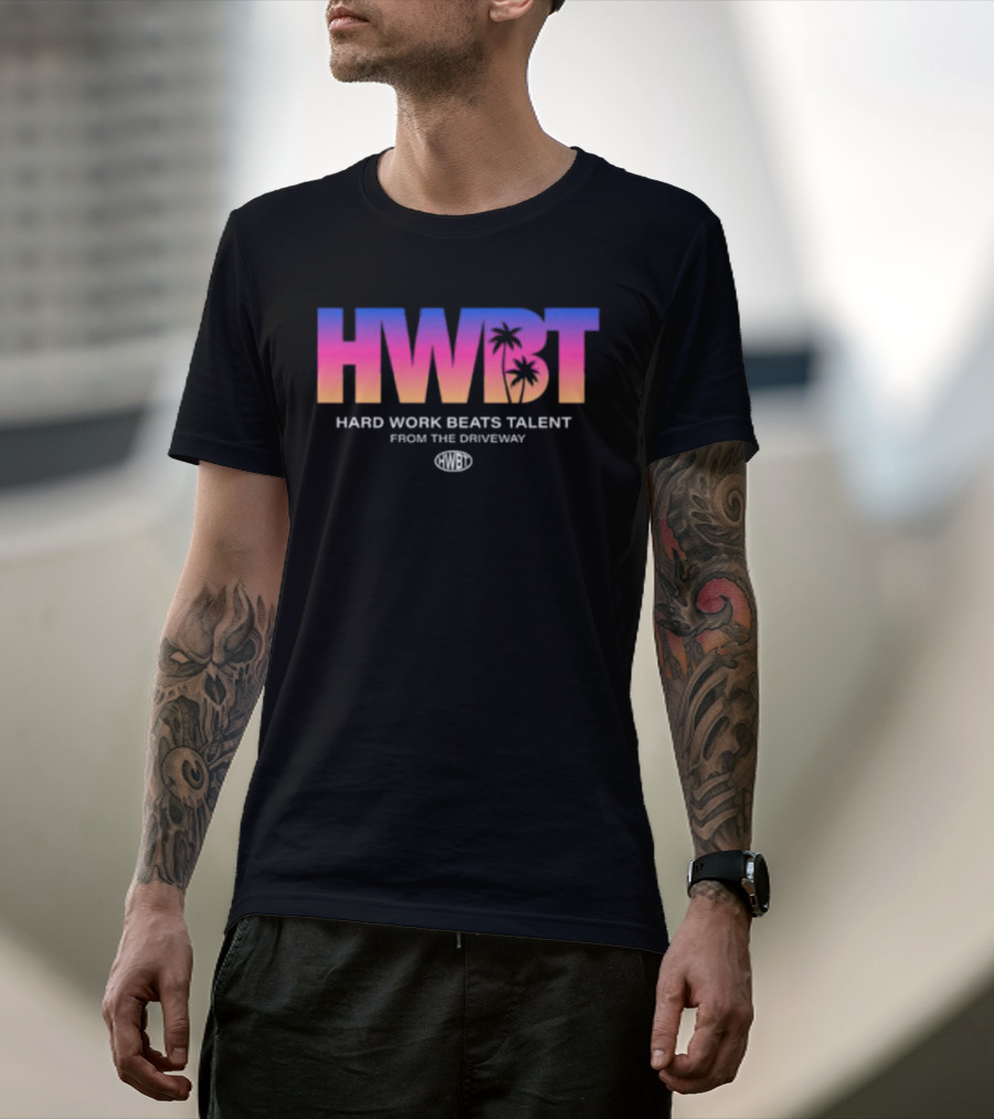 Hwbt Store Miami Sunset Hard Work Beats Talent Oversized T-Shirt