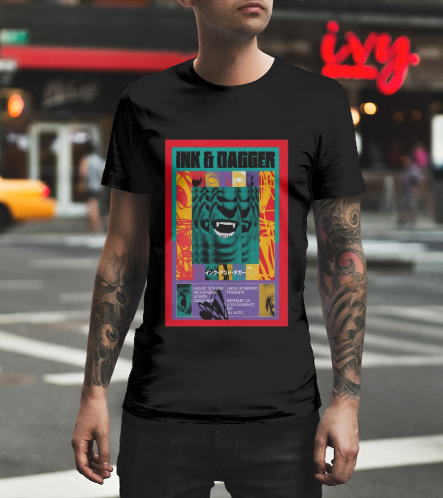 Ink & Dagger Live At 924 Gilman Street Berkeley August 15th 2026 Lapse Of Memory Presents T-Shirt