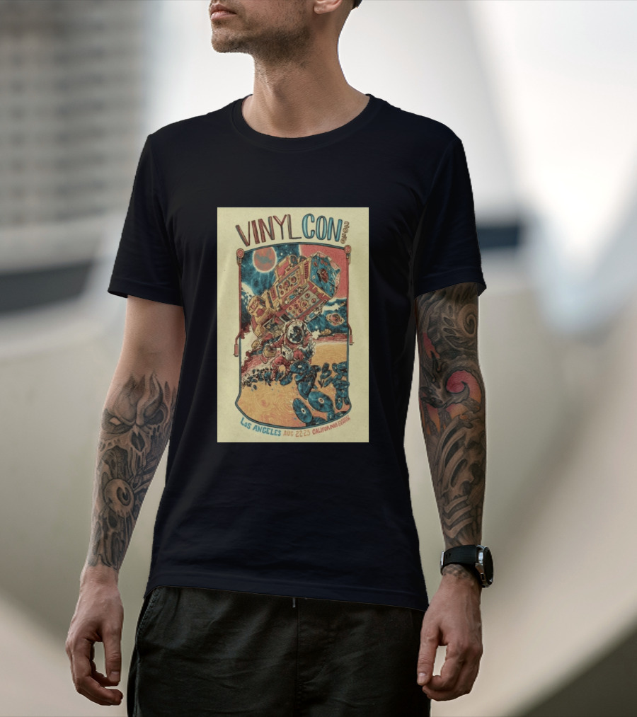VinylCon Los Angeles August 22 23 2026 California Festival Space Astronaut Turntable T-Shirt