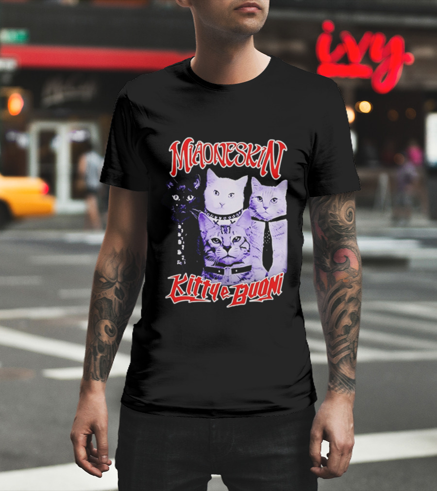 Miaoneskin Kitty E Buoni Maneskin Cats Band T-Shirt