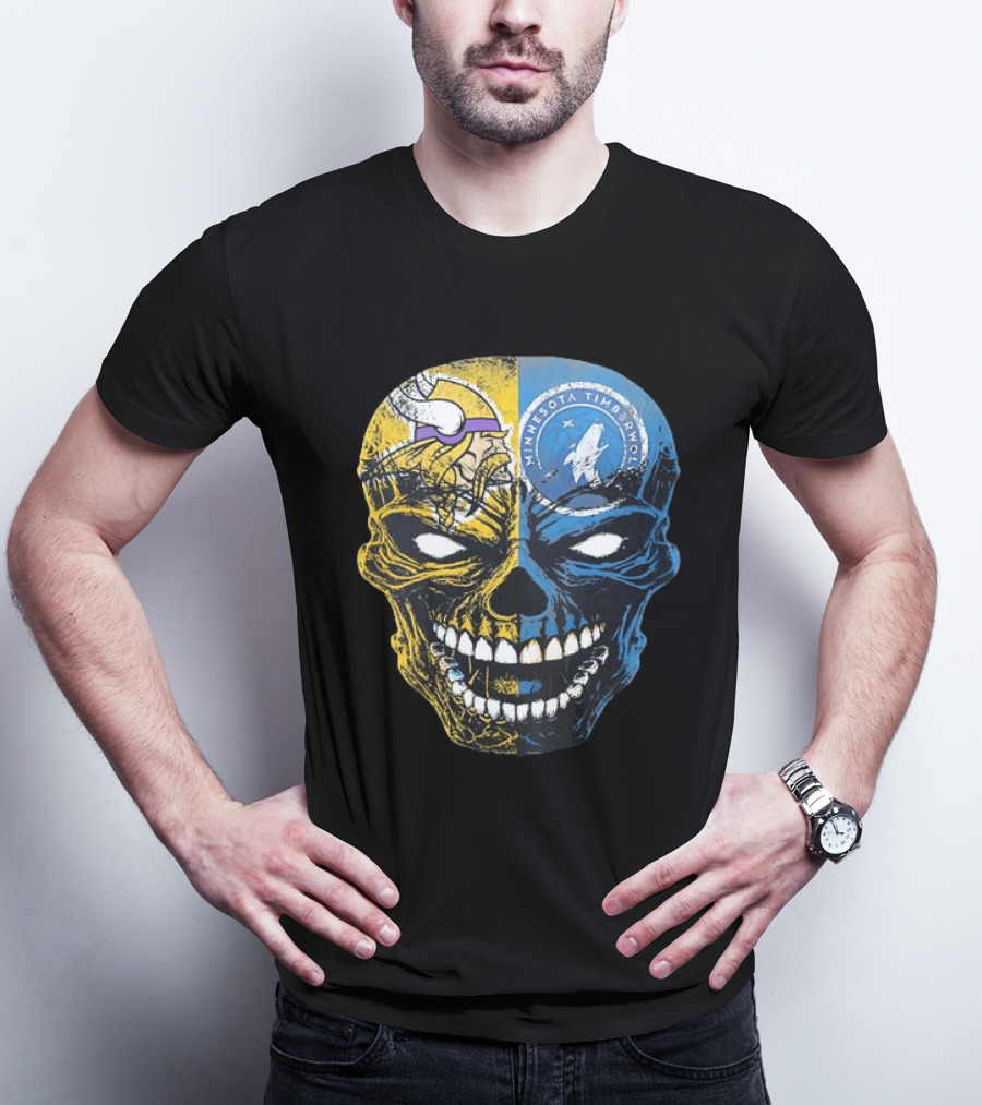Minnesota Vikings Timberwolves Skull Mashup T-Shirt