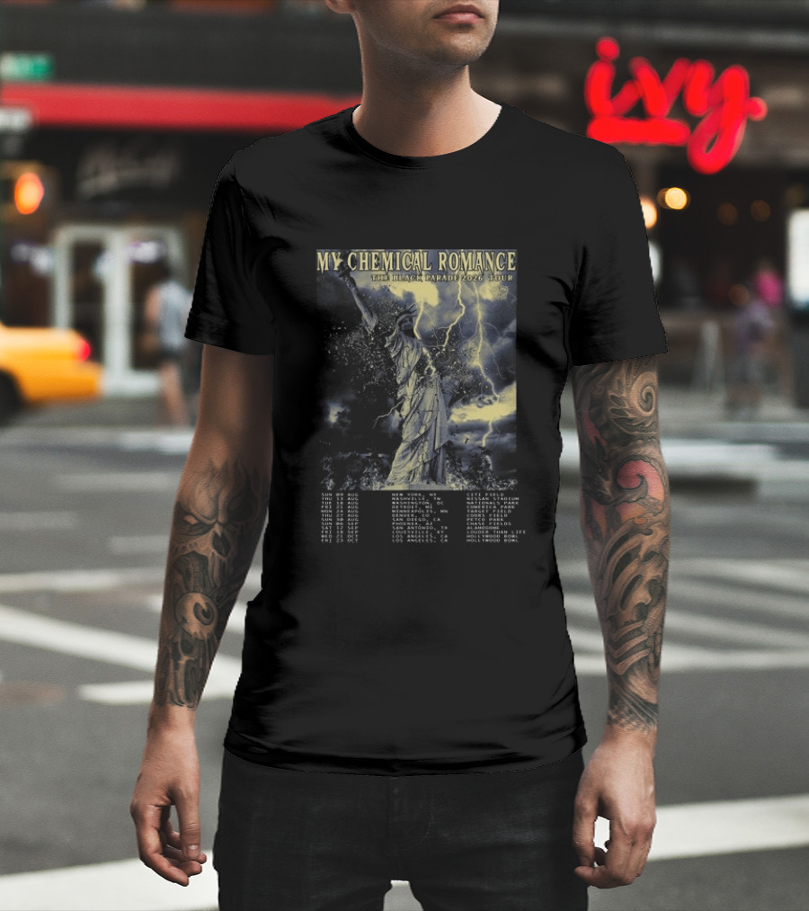 My Chemical Romance The Black Parade 2026 Tour Statue Of Liberty Concert Dates T-Shirt