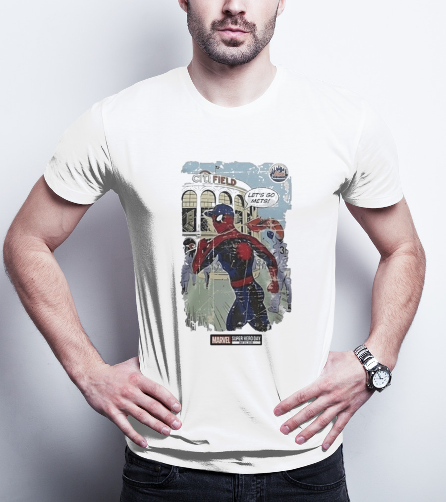 Citi Field Marvel Super Hero Day Spiderman Let's Go Mets 2026 T-Shirt