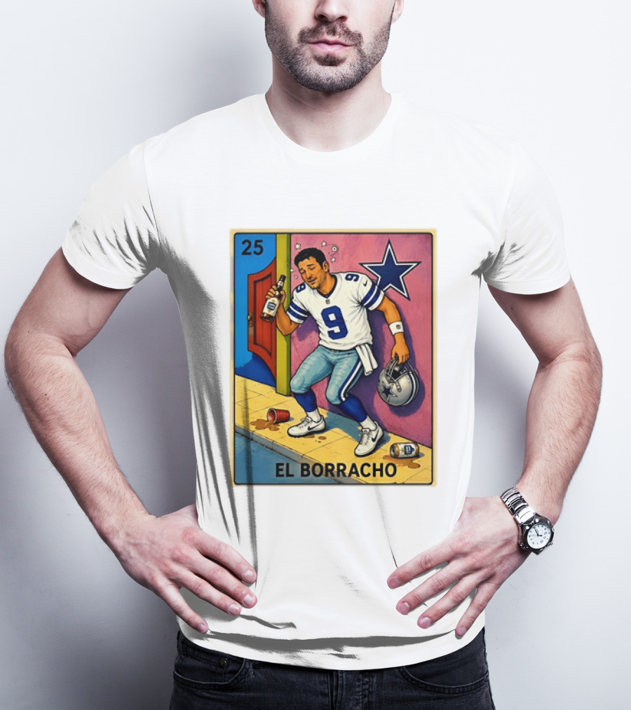 Tony Romo Dallas Cowboys El Borracho Loteria Card 25 T-Shirt