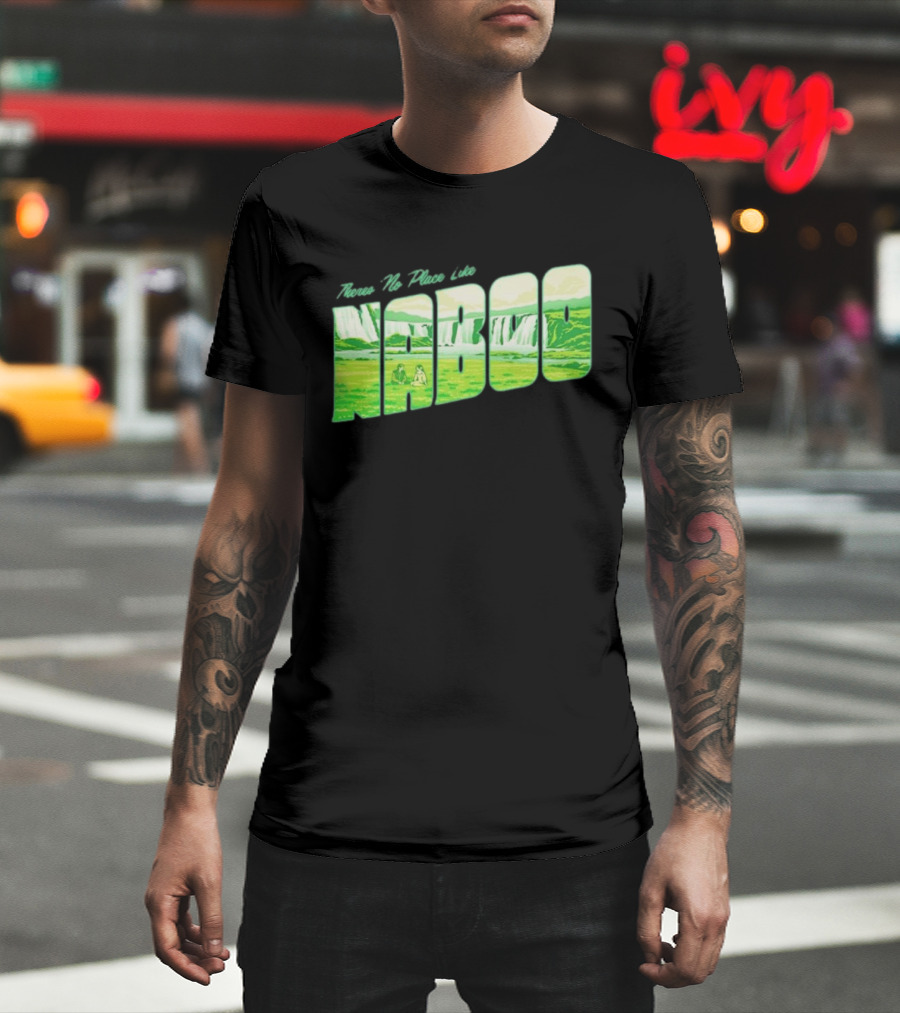 Anakin Skywalker Padme Amidala Star Wars There Is No Place Like Naboo Scenic Waterfalls T-Shirt