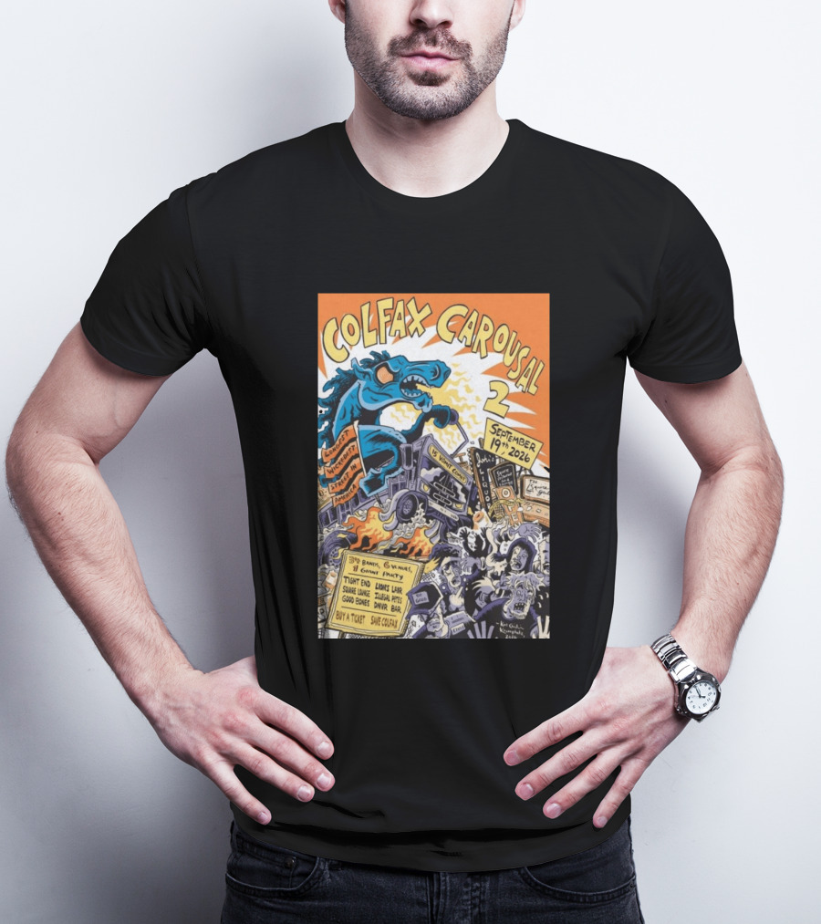 Colfax Carousal 2 Longest Wickedest Street September 19th 2026 Bands Venues Gory Party Denver CO T-Shirt