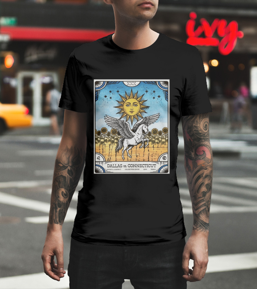 Dallas Vs Connecticut August 2 6pm CT College Park Center ESPN Disney Sunflower Pegasus Sun T-Shirt
