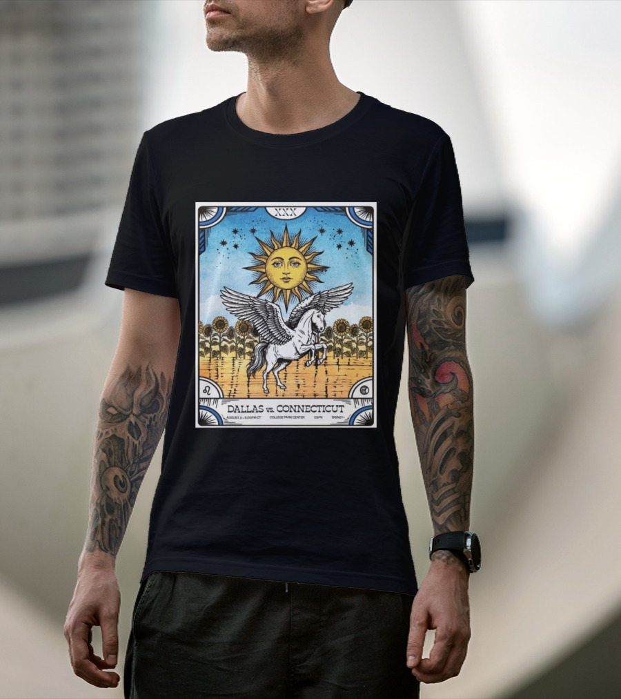 Dallas Vs Connecticut August 2 6pm CT College Park Center ESPN Disney Sunflower Pegasus Sun T-Shirt