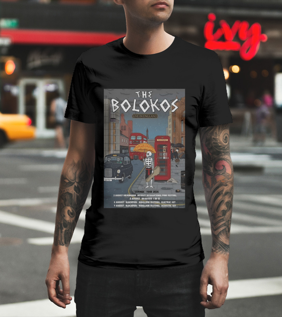 The Bolokos Live In England Summer Tour 2026 Blackpool Bradford Birmingham Rebellion Festival T-Shirt