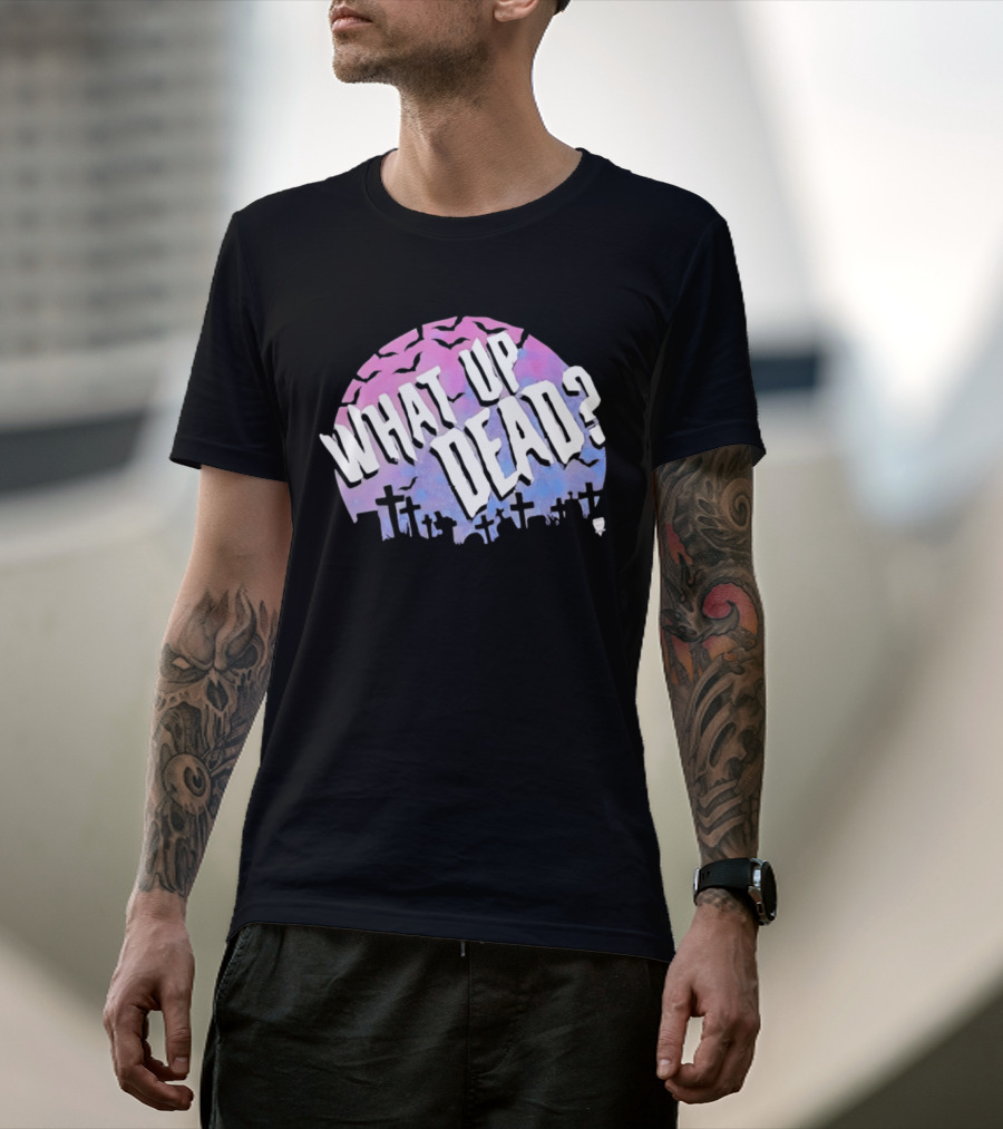 What Up Dead Graveyard Moon Bats Spooky T-Shirt