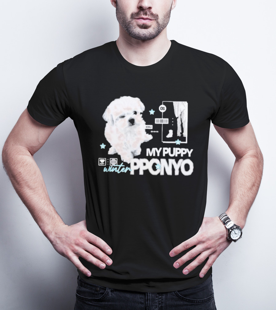 Winter Aespa My Puppy Pponyo KMJ Cute Dog T-Shirt