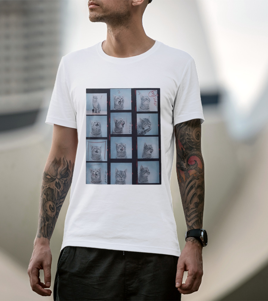Tabby Cat Film Strip Series With Numbered Frames And Annotations T-Shirt