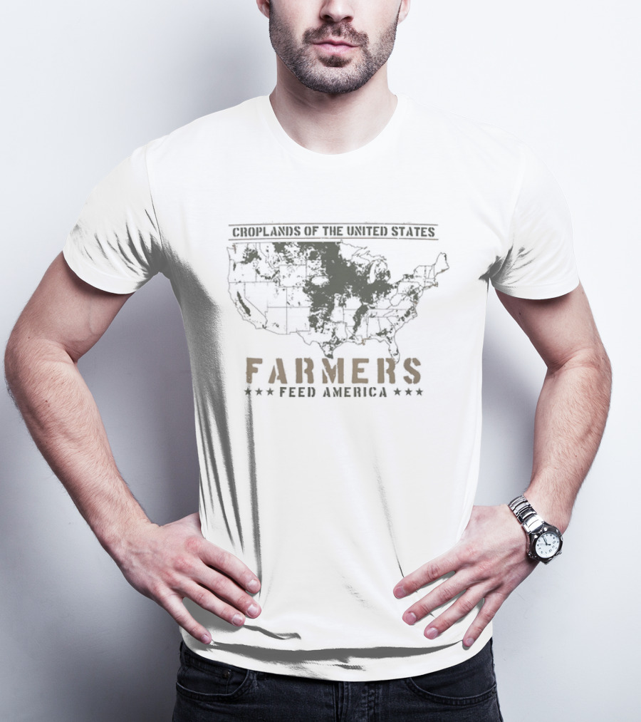 Farmers Feed America Croplands Of The United States Map T-Shirt