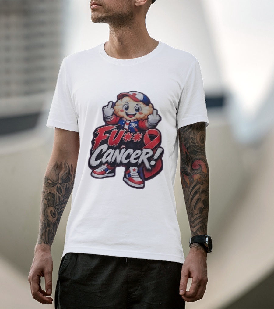 Fu Cancer BP Kid With Awareness Ribbon Support T-Shirt
