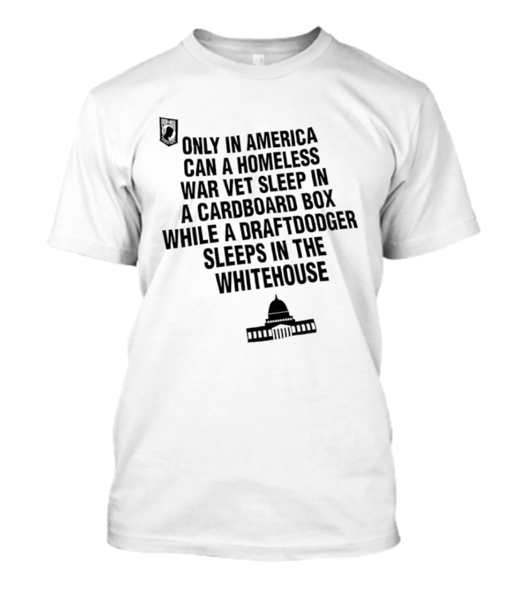 Only In America Can A Homeless War Vet Sleep In A Cardboard Box While A Draftdodger Sleeps In The Whitehouse T-Shirt